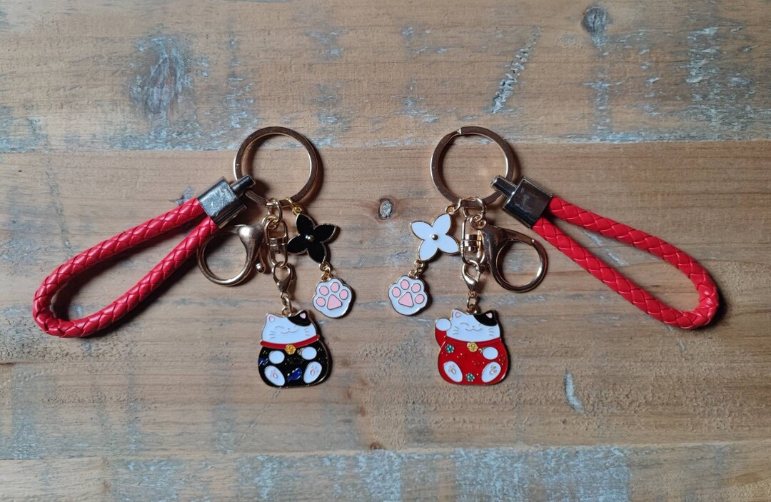 Lucky Cat Keychain Japanese Keychain Talisman for Good Luck Protection ...