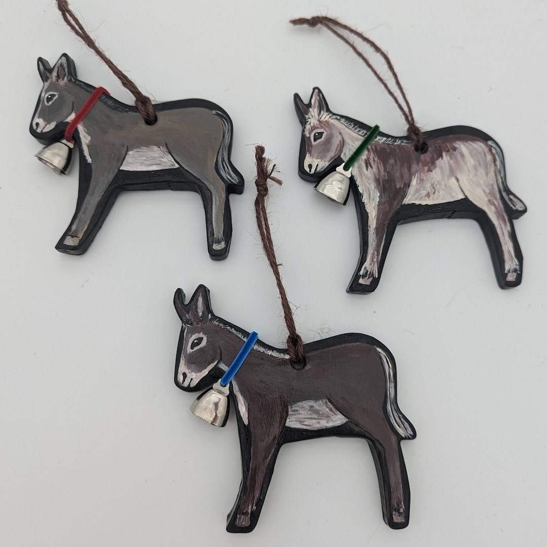 On the Farm- Donkey Ornaments W/ Silver Bells - Etsy