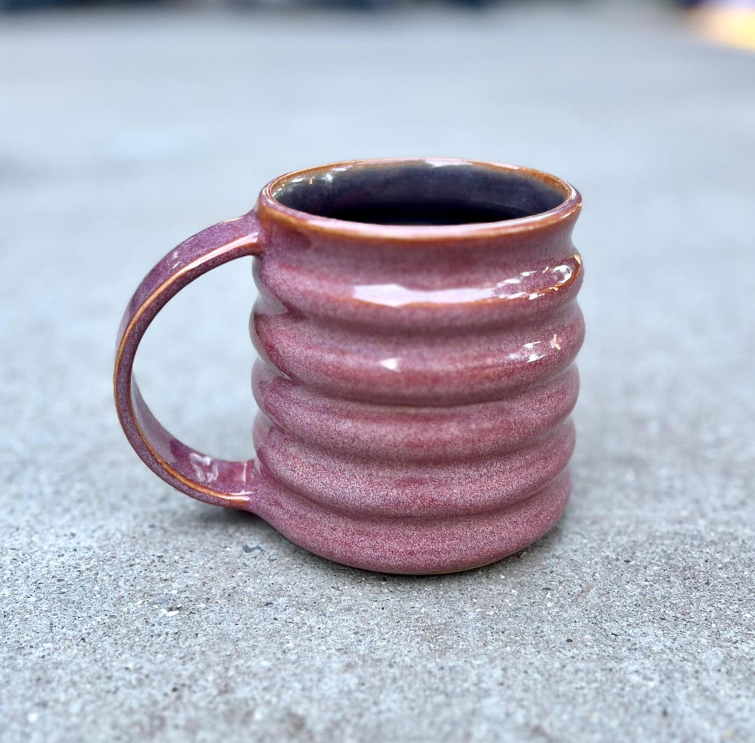 Wavy Mug // 16 Oz Mug, Red-purple and Dark Purple Coffee Mug, Hot ...