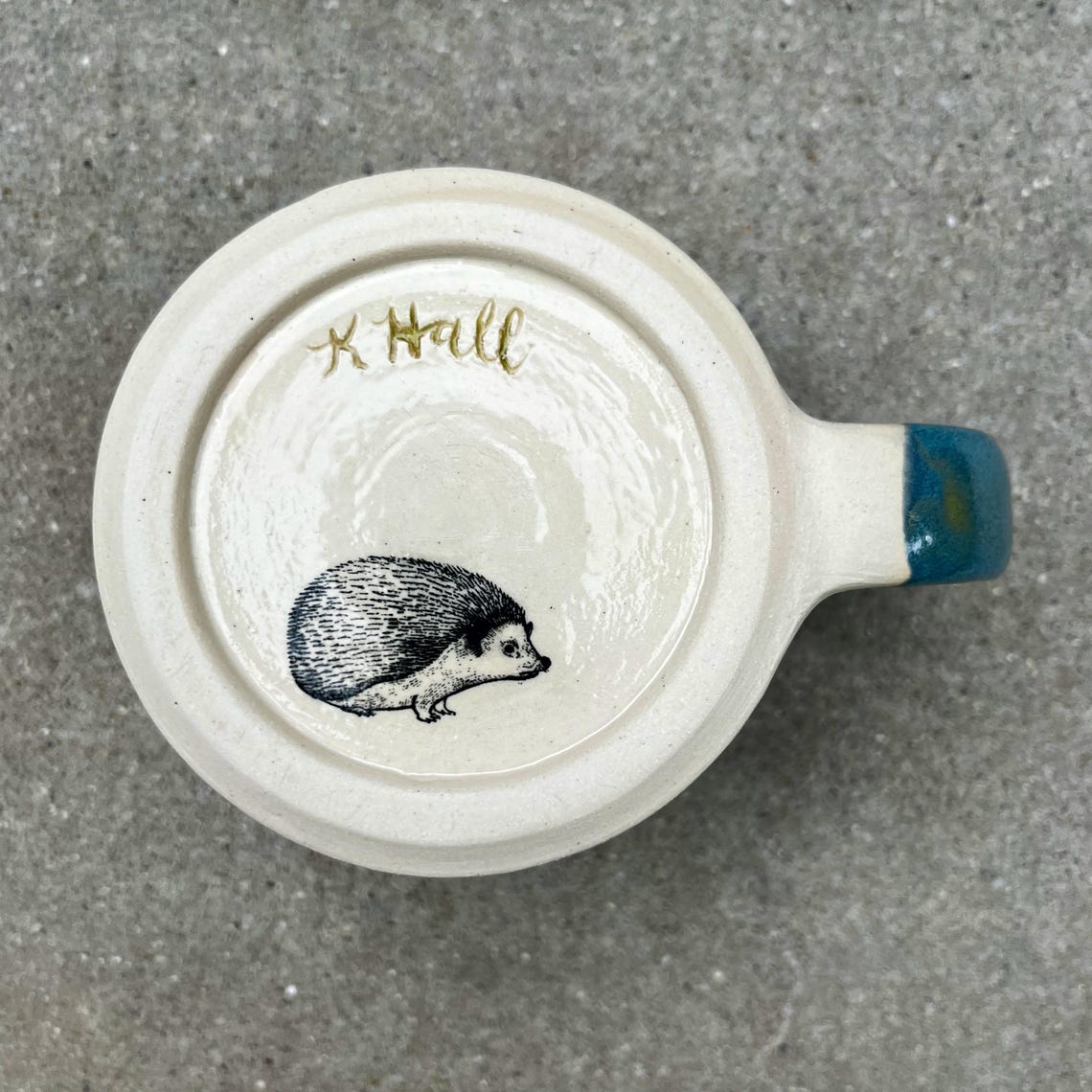 Turquoise and Moss Green Hedgehog Mug // 18 Oz Mug, Coffee Mug, Hot ...