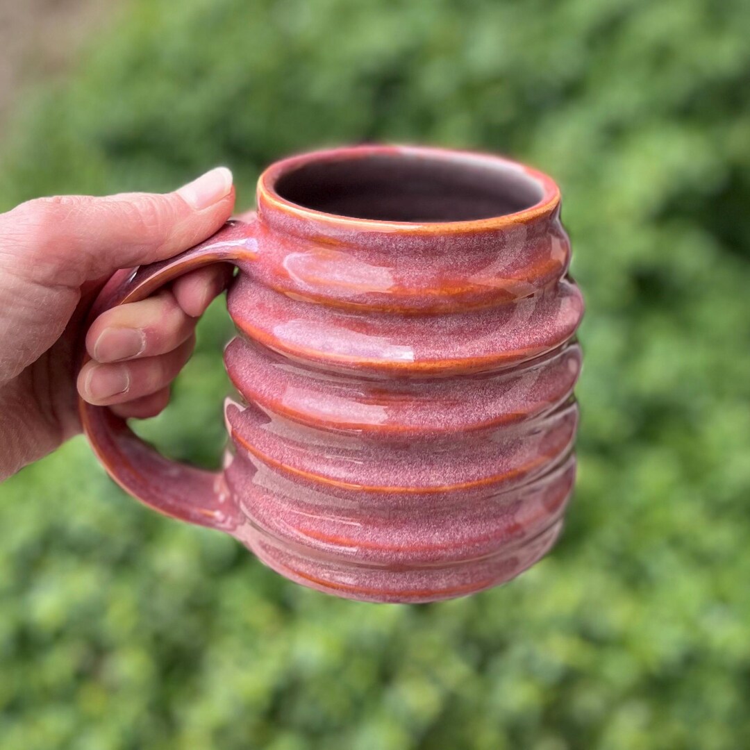 Red-purple Wavy Mug // Holds 24 Fluid Oz, Red-purple & Dark Purple ...
