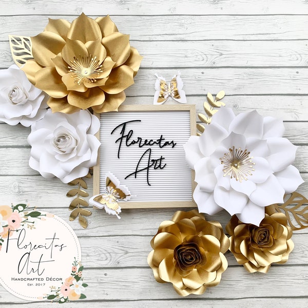 Gold Paper Flowers - Etsy