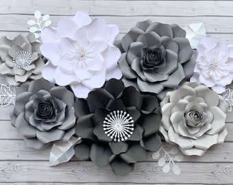 Grey Paper Flowers | Etsy