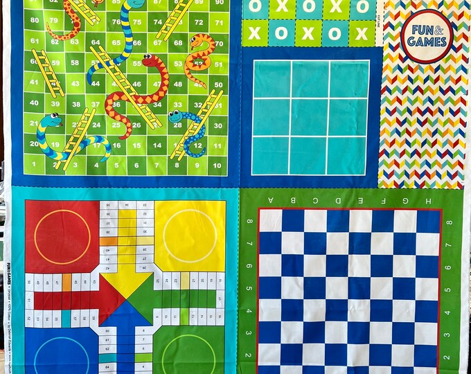 Northcott Fun & Games by Deborah Edwards DP25066 100 Game Board 43 ...