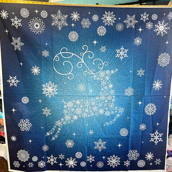 Navy Snowflake Fabric - Etsy