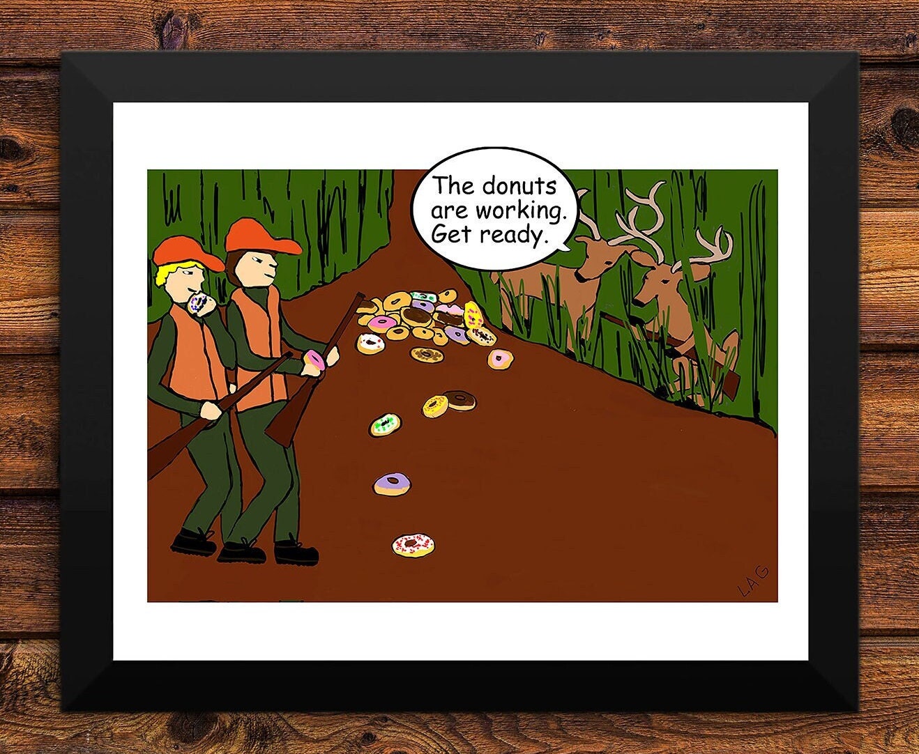 16 X 12 | Deer Hunting Print | Funny Hunting Cartoon | Wall Art | Gifts ...