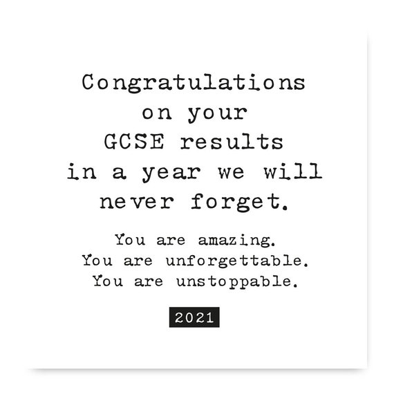 Congratulations On Your GCSE Results Card GCSE Results Card | Etsy