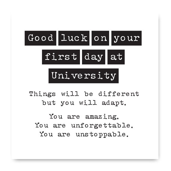 Good Luck on Your First Day at University Card Good Luck - Etsy UK