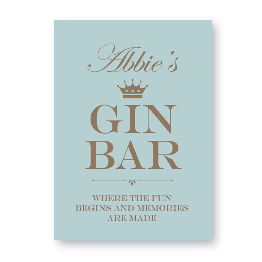 Gin Bar Sign, Personalised Gin Sign, Personalised Gin Print, Gin Sign ...