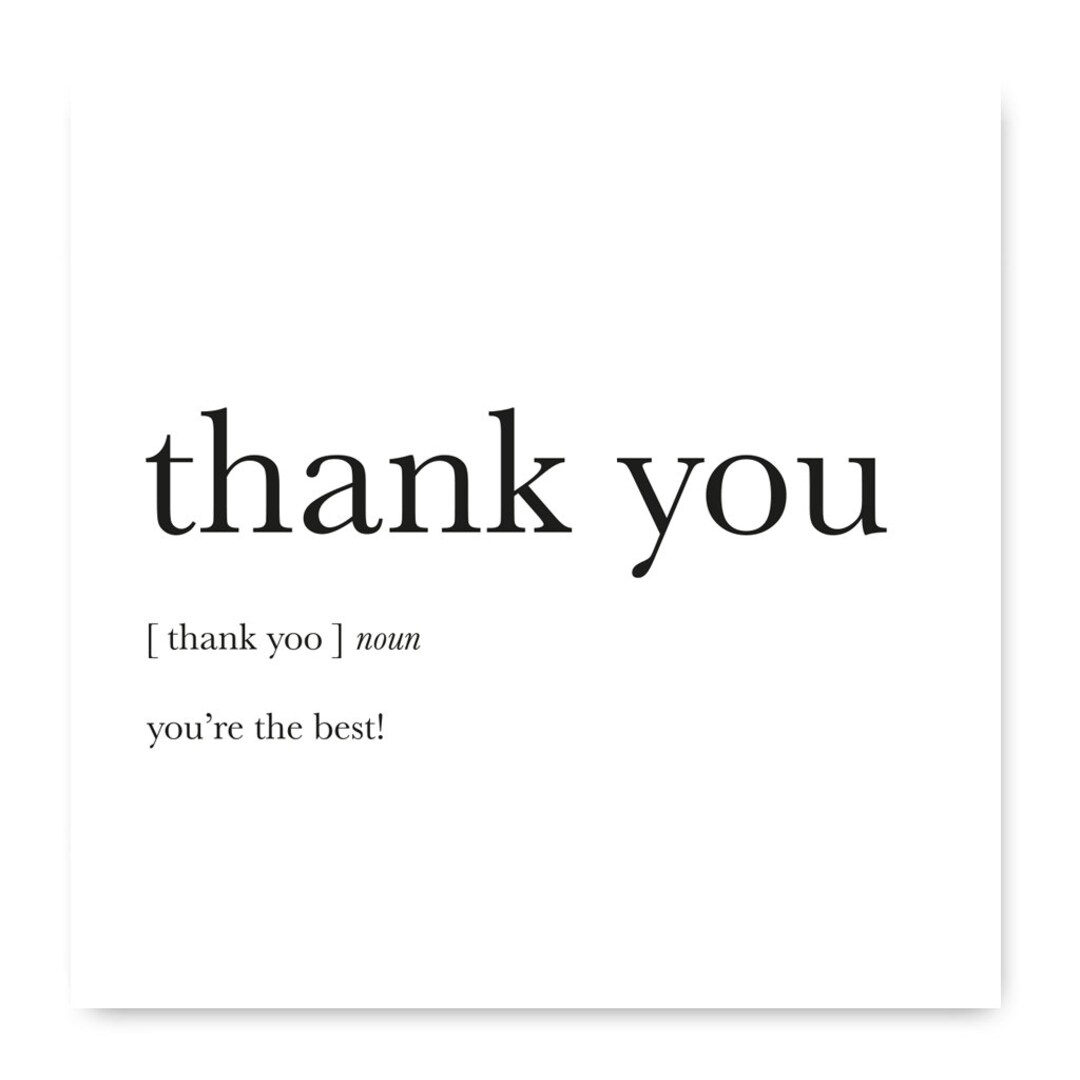 Thank You Noun Card, Thank You Card, Your the Best Card. Best Friend ...