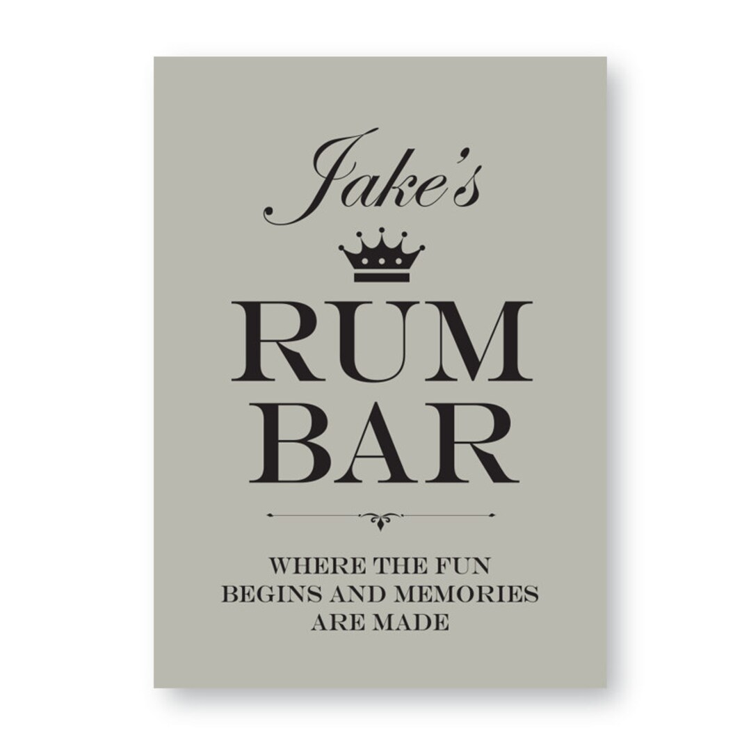 Rum Bar Sign, Personalised Rum Sign, Personalised Rum Sign, Rum Print ...