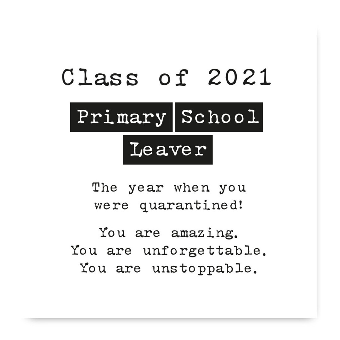 Class of 2021 Primary School Leavers Card, Primary School Card, 2021 ...