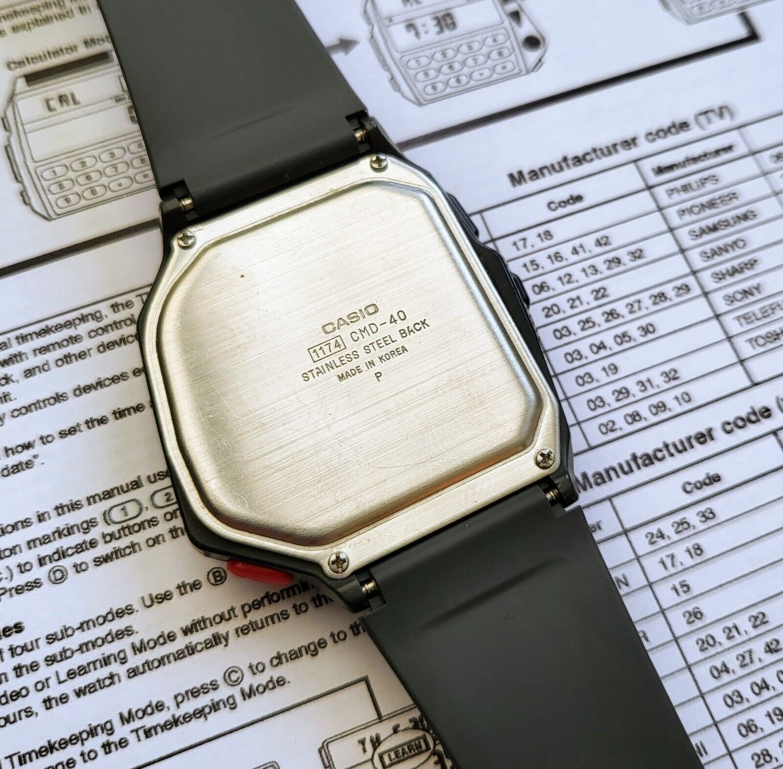 Casio Cmd-40 TV Remote Control Watch Brand Battery and Strap Printed ...