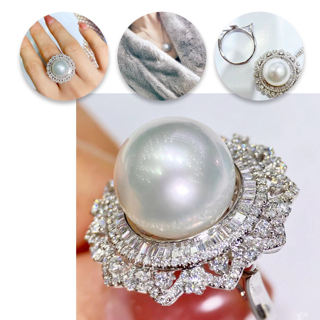 Transformable Diamond and AAAA 13-14 Mm South Sea Pearl Luxury Ring ...