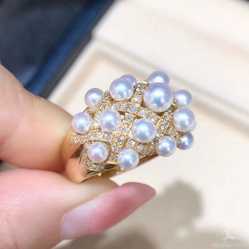 AAA 9-9.5 Mm Akoya Pearl Adjustable Bracelet 18k Gold - Etsy