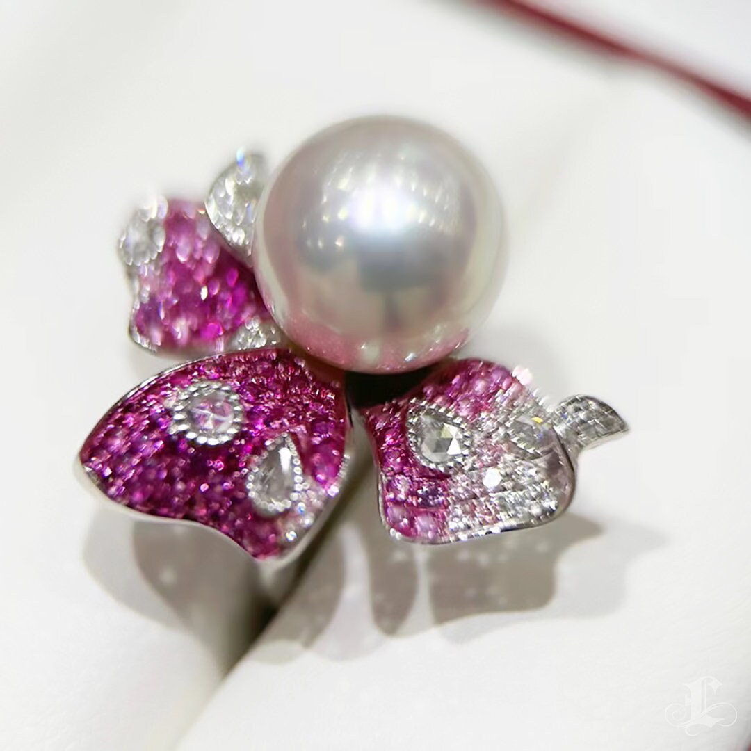 Transformable Diamond and AAAA 13 Mm South Sea Pearl Luxury Ring ...