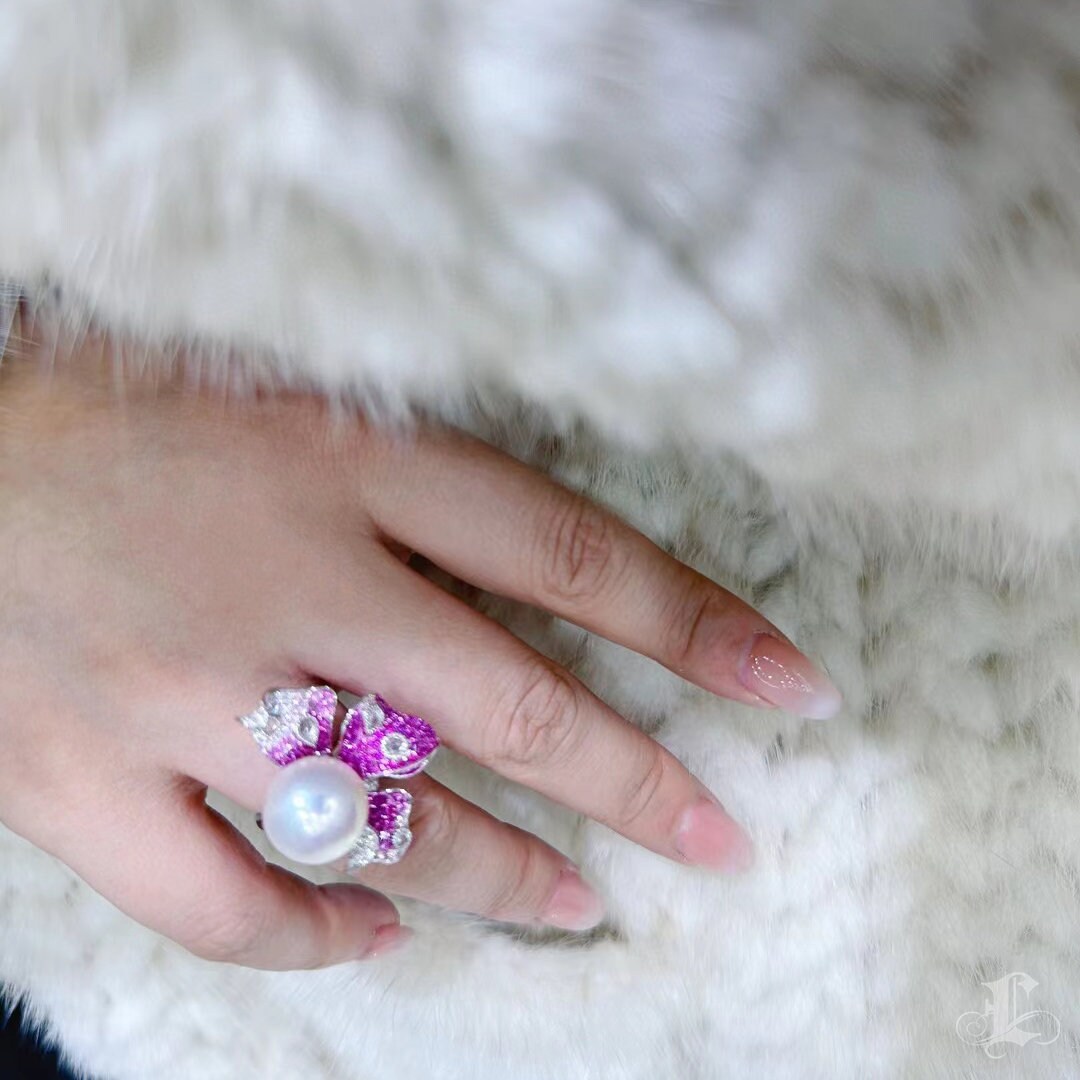 Transformable Diamond and AAAA 13 Mm South Sea Pearl Luxury Ring ...