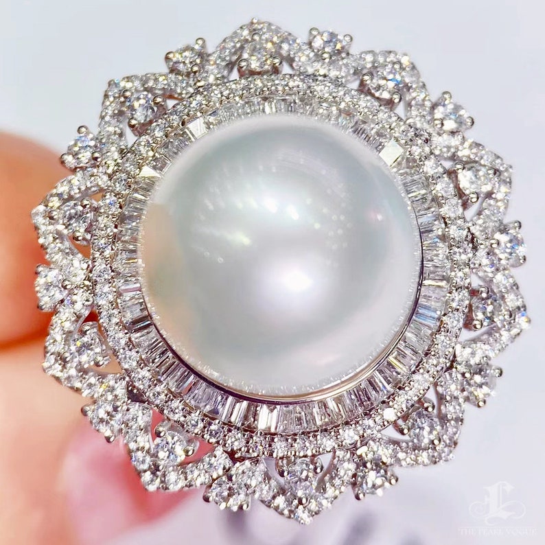 Transformable Diamond and AAAA 13-14 Mm South Sea Pearl Luxury Ring ...