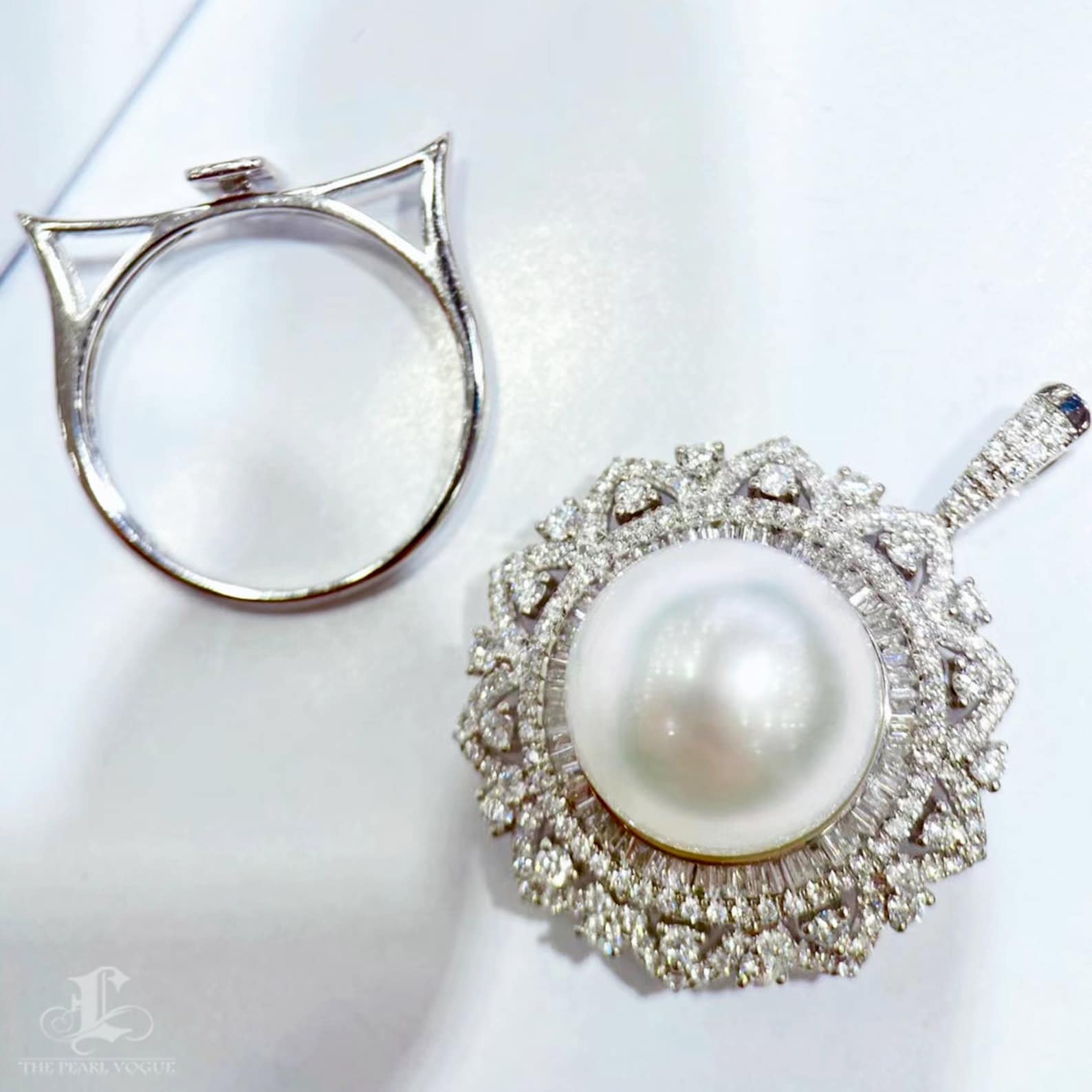Transformable Diamond and AAAA 13-14 Mm South Sea Pearl Luxury Ring ...