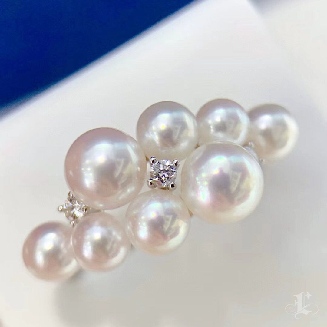 AAA 3-6 Mm Akoya Pearl Exquisite Ring 18k Gold W/ Diamond - Etsy