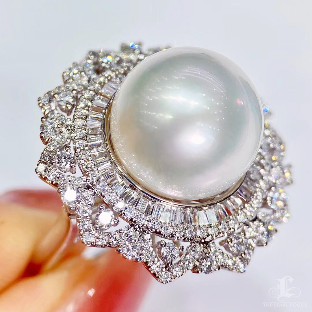 Transformable Diamond and AAAA 13-14 Mm South Sea Pearl Luxury Ring ...