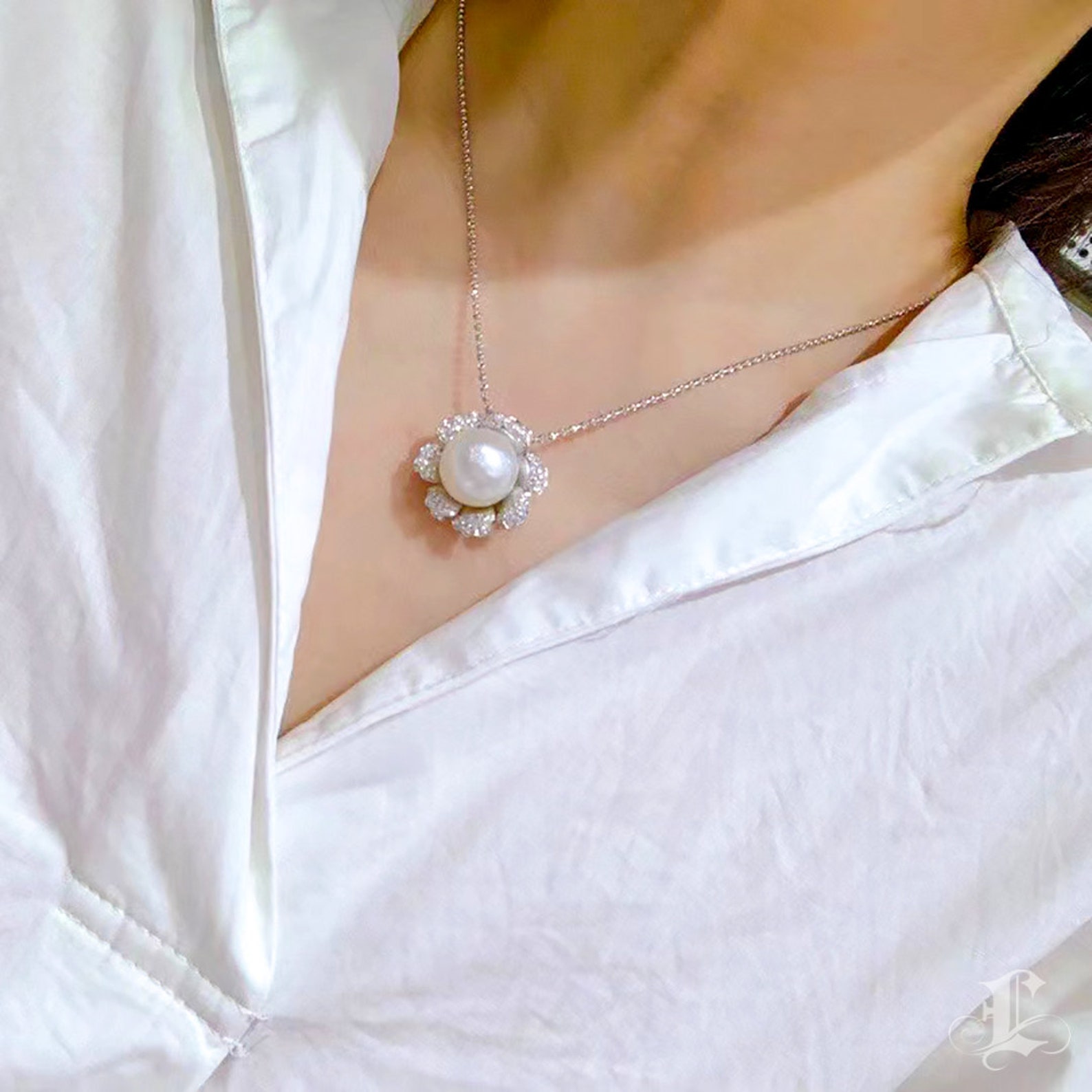 Transformable Diamond and AAAA 15-16 Mm South Sea Pearl Ring Pendant - Etsy