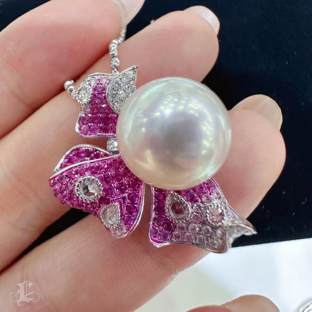 Transformable Diamond and AAAA 13 Mm South Sea Pearl Luxury Ring ...