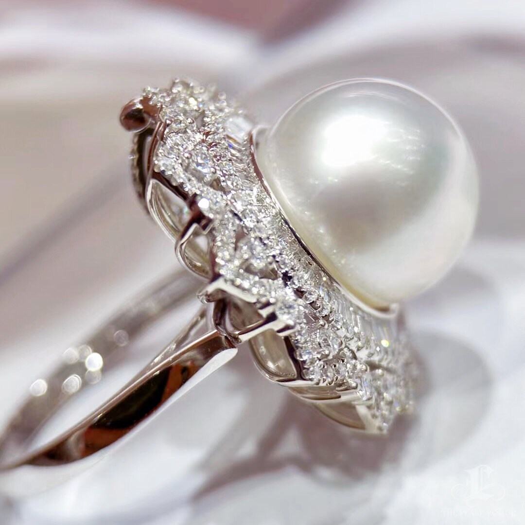 Transformable Diamond and AAAA 13-14 Mm South Sea Pearl Luxury Ring ...