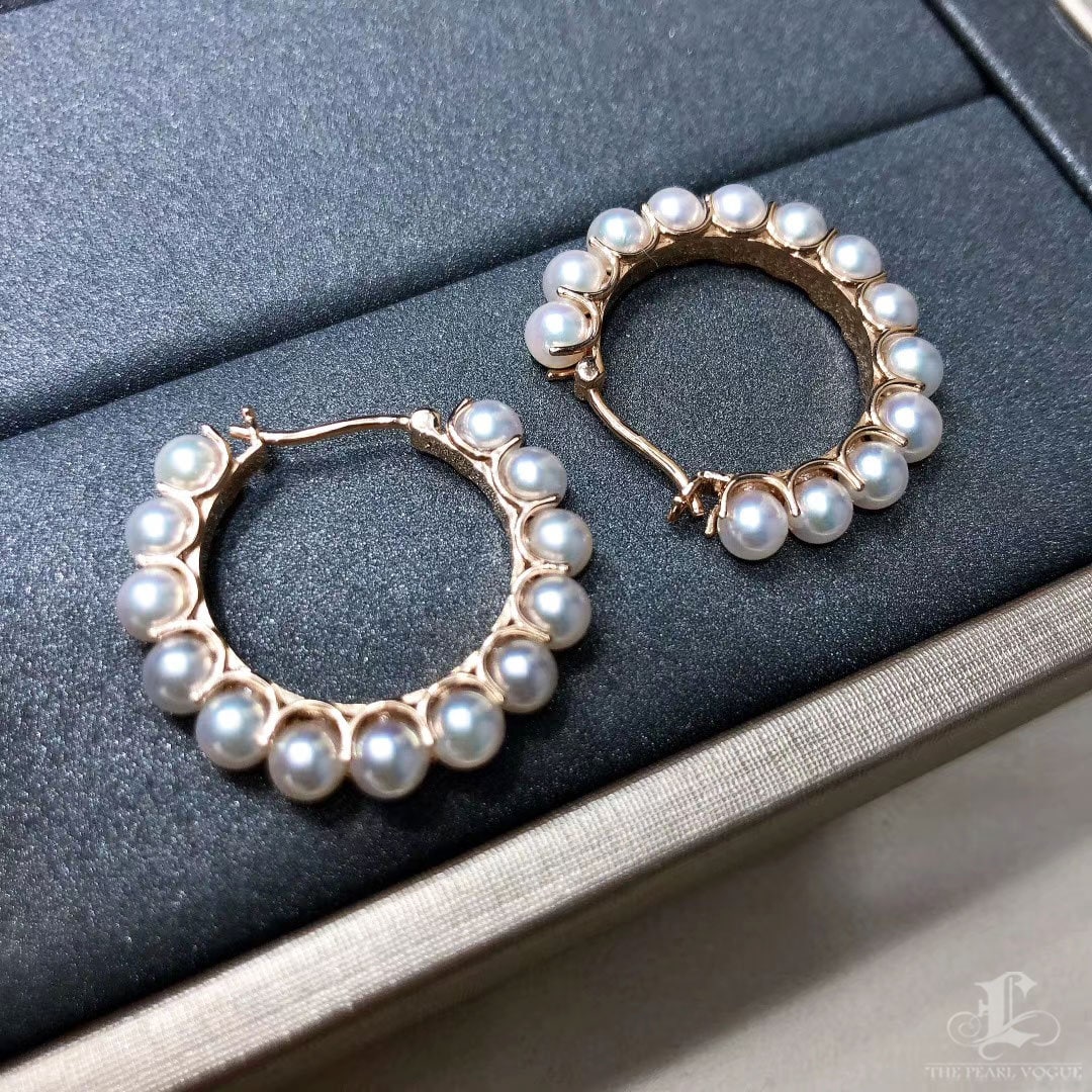 Lustre Arc — Crownline Hoop AAA 4–4.5mm Akoya Pearl Earrings in 18K ...