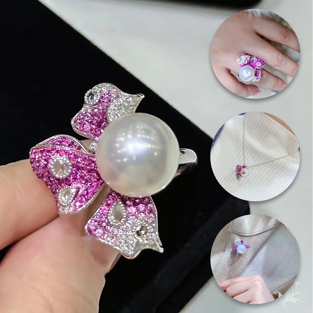 Transformable Diamond and AAAA 13 Mm South Sea Pearl Luxury Ring ...