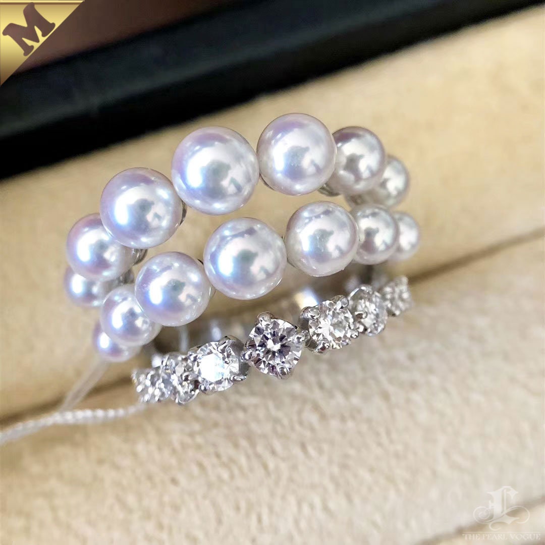 AAA 3-6 Mm Baby Akoya Luxury Pearl Ring 18k Gold W/ Diamond - Etsy UK