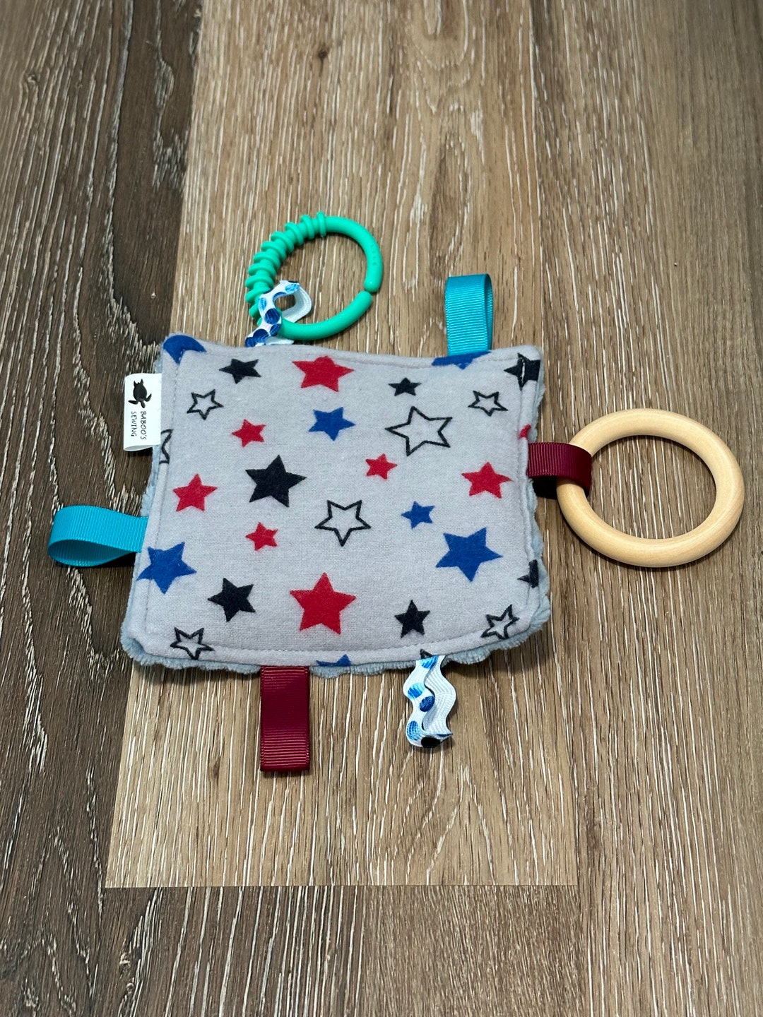 Grey Stars Sensory Tag Toy - Etsy