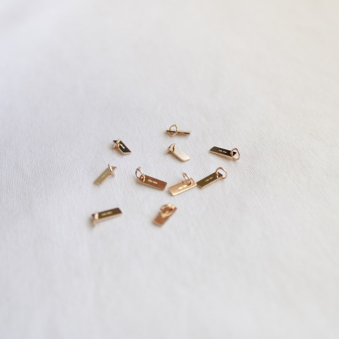 14K Gold Filled Rectangle Quality Tag, Tiny 14K GF Mark Tag, Sterling ...