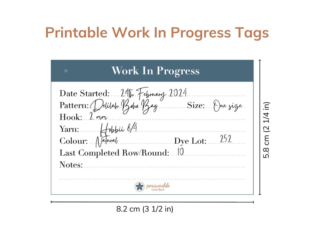 WIP Tags Crochet and Knitting Work in Progress Labels - Etsy