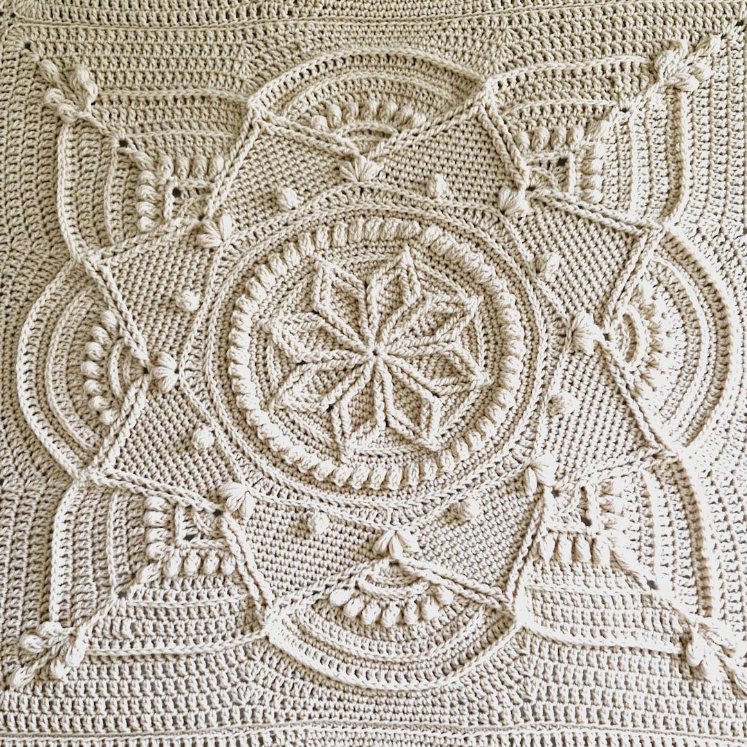CROCHET BLANKET PATTERN - Textured Crochet Throw Pattern - Square ...