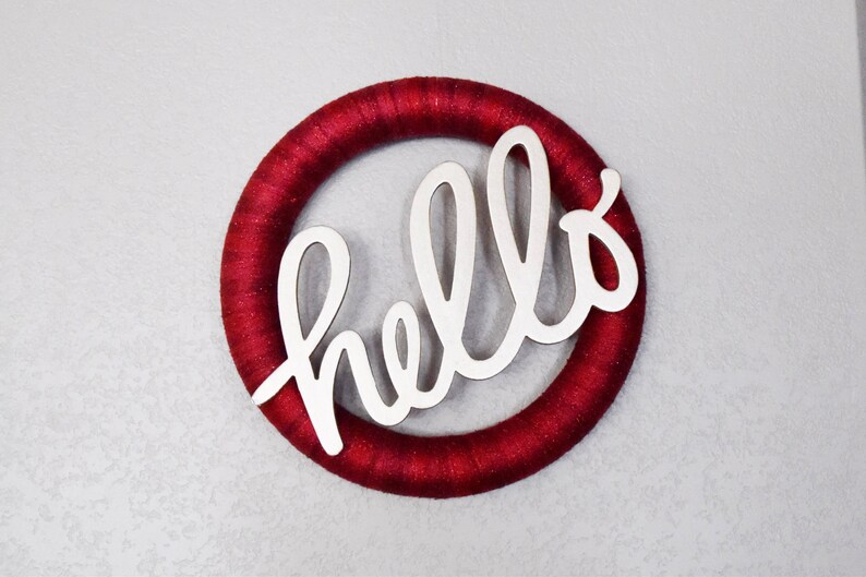 Hello Wreath Red Fancy Wreath Sparkly Modern Wreath Party - Etsy