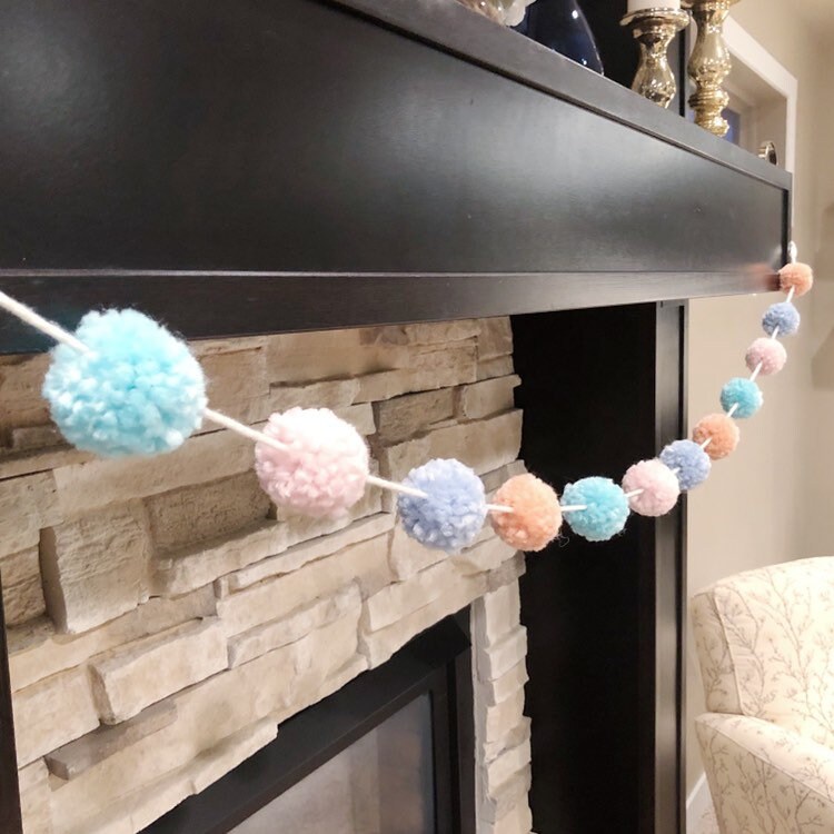 Spring Pom Pom Garland, Mother's Day Pom Pom Garland, Easter Home Decor ...