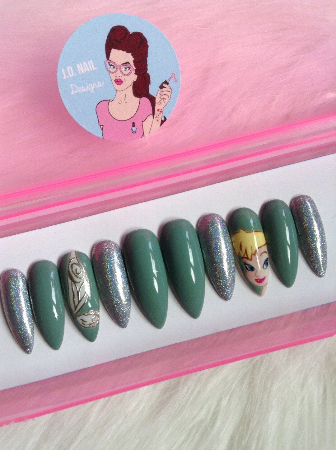 Jd Nail Designs Tinkerbell Nails Press on Nails False Nails Hand ...