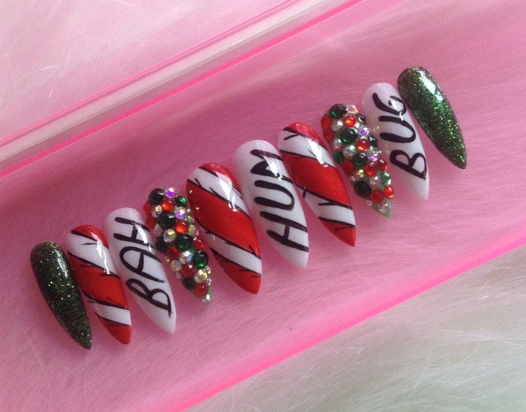 Jd Nail Designs Bah Hum Bug Nails Press on Nails False Nails Hand ...