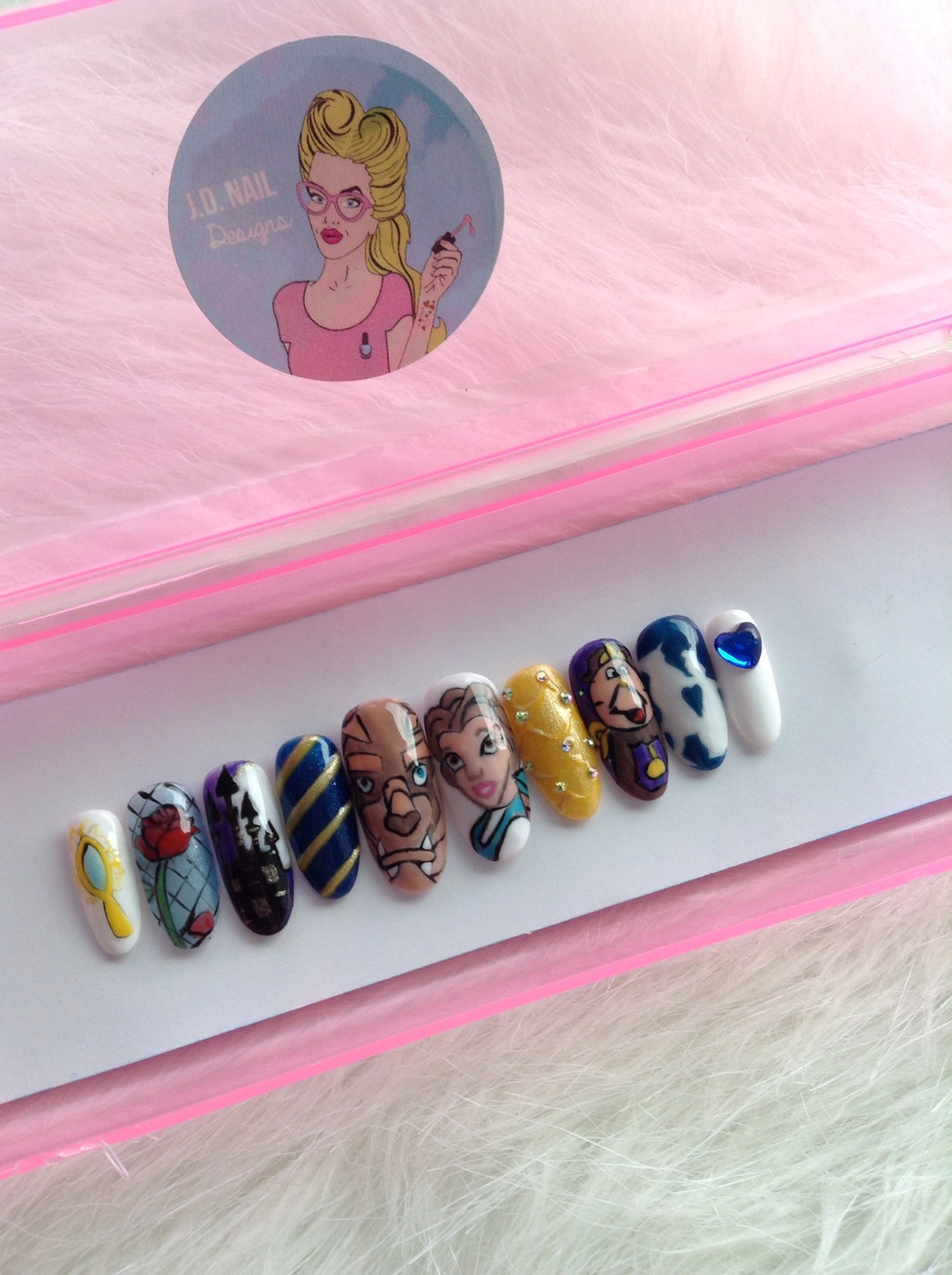 Jd Nail Designs Beauty and the Beast Nails Press on Nails False Nails ...