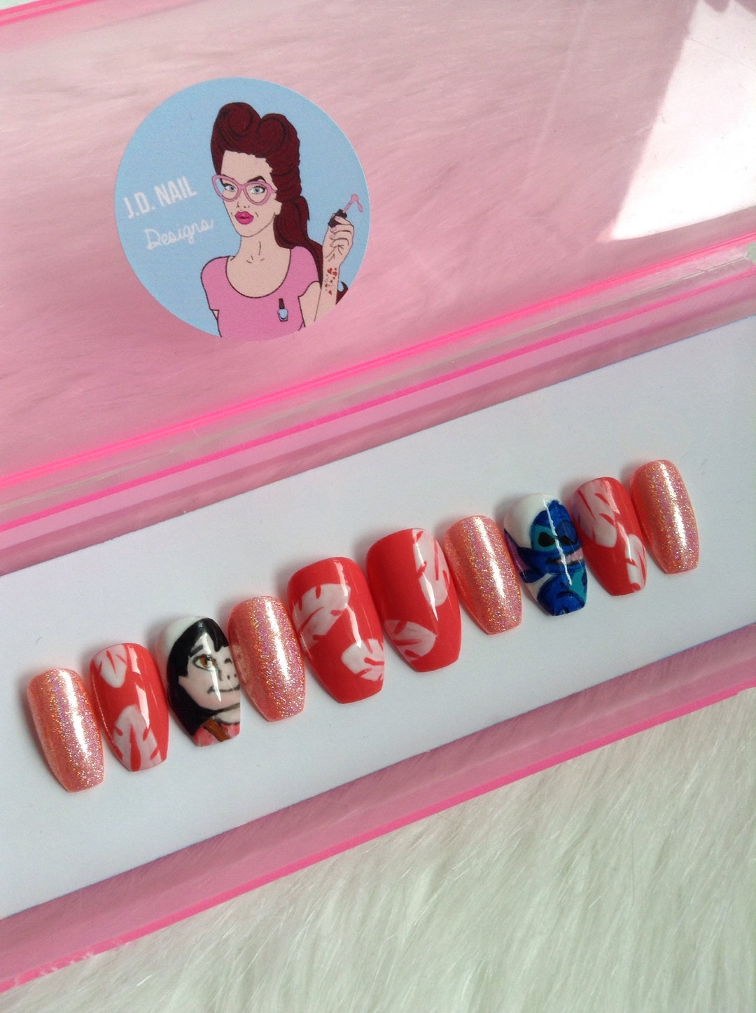 Jd Nail Designs Lilo and Stitch Nails Press on Nails False Nails Hand ...