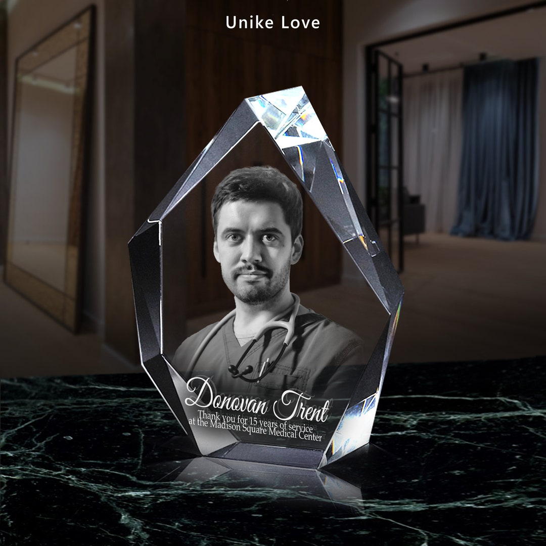 3D Photo Crystal Award Personalized Corporate Gift | Retirement Present ...