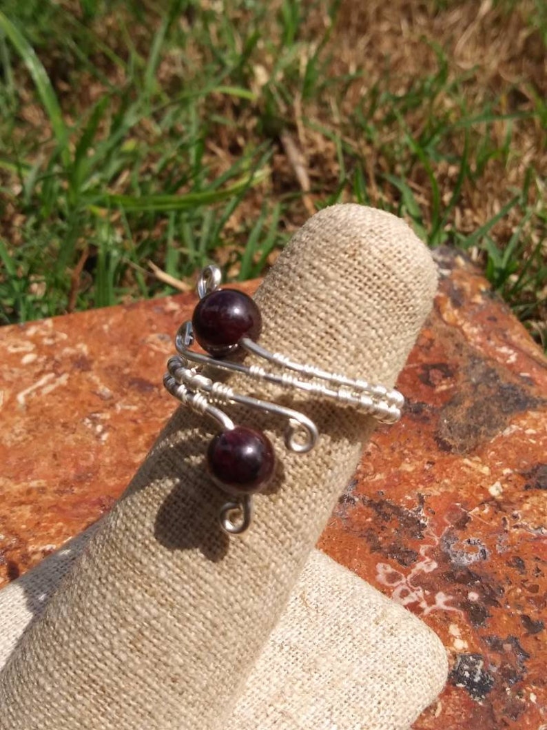 Garnet Ring, Sterling Silver Ring, Garnet Sil Er Ring, Wire Wrapped ...