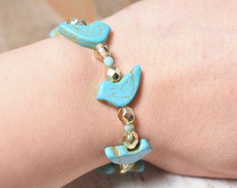Blue bird bracelet | Etsy