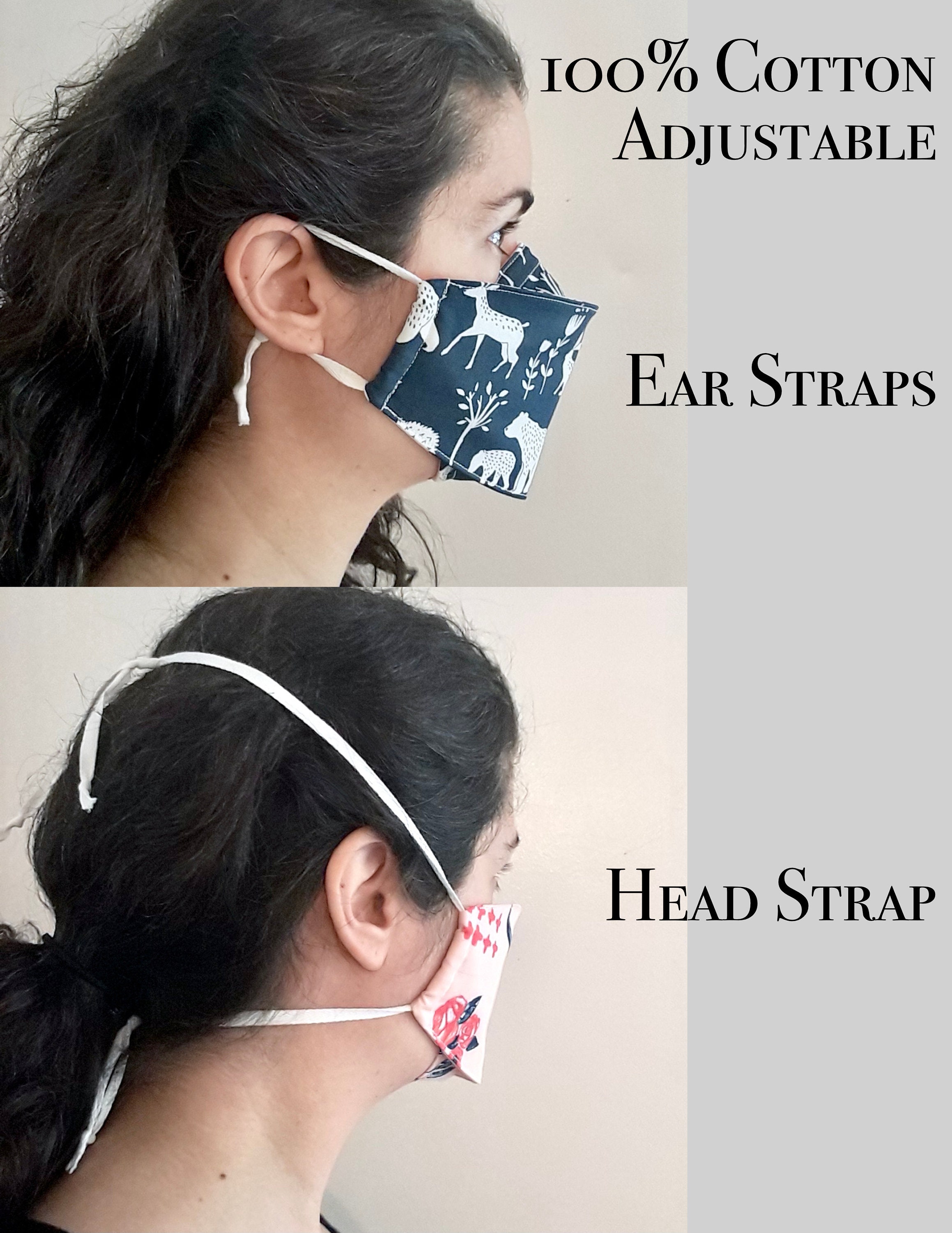 Organic Cotton Face Mask, Face Mask With Nose Wire and Filter Pocket ...