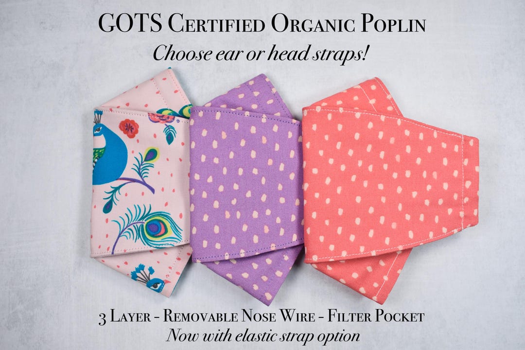 Origami Mask 3 Layer, Origami Mask With Nose Wire, Organic Cotton Face ...