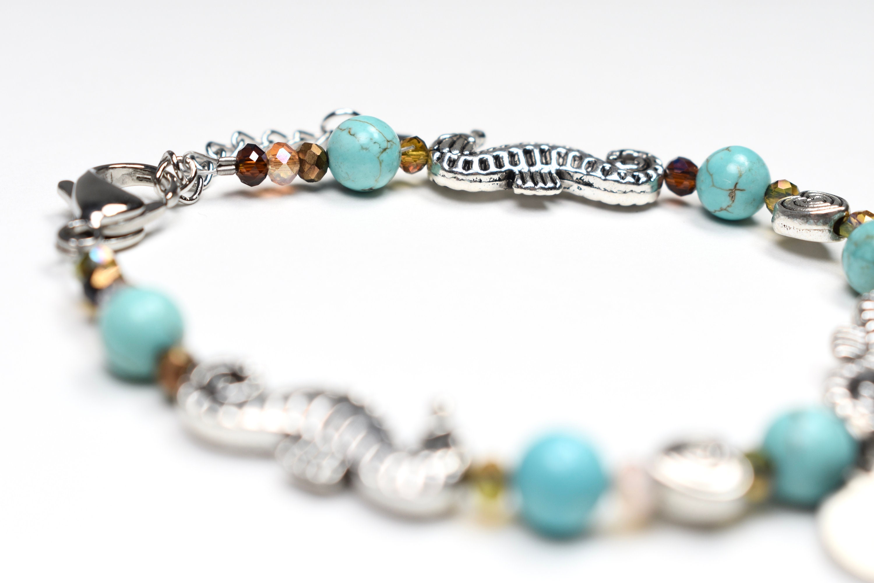 Beaded Seahorse Bracelet, Seahorse Jewelry, Turquoise Seahorse Bracelet ...