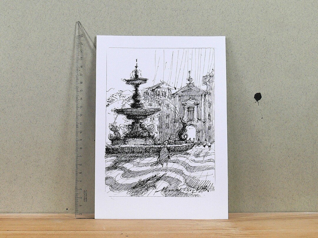 Lisbon, Ink Drawing Impressionistic Sketch. Urbansketching Lisbon. Art ...
