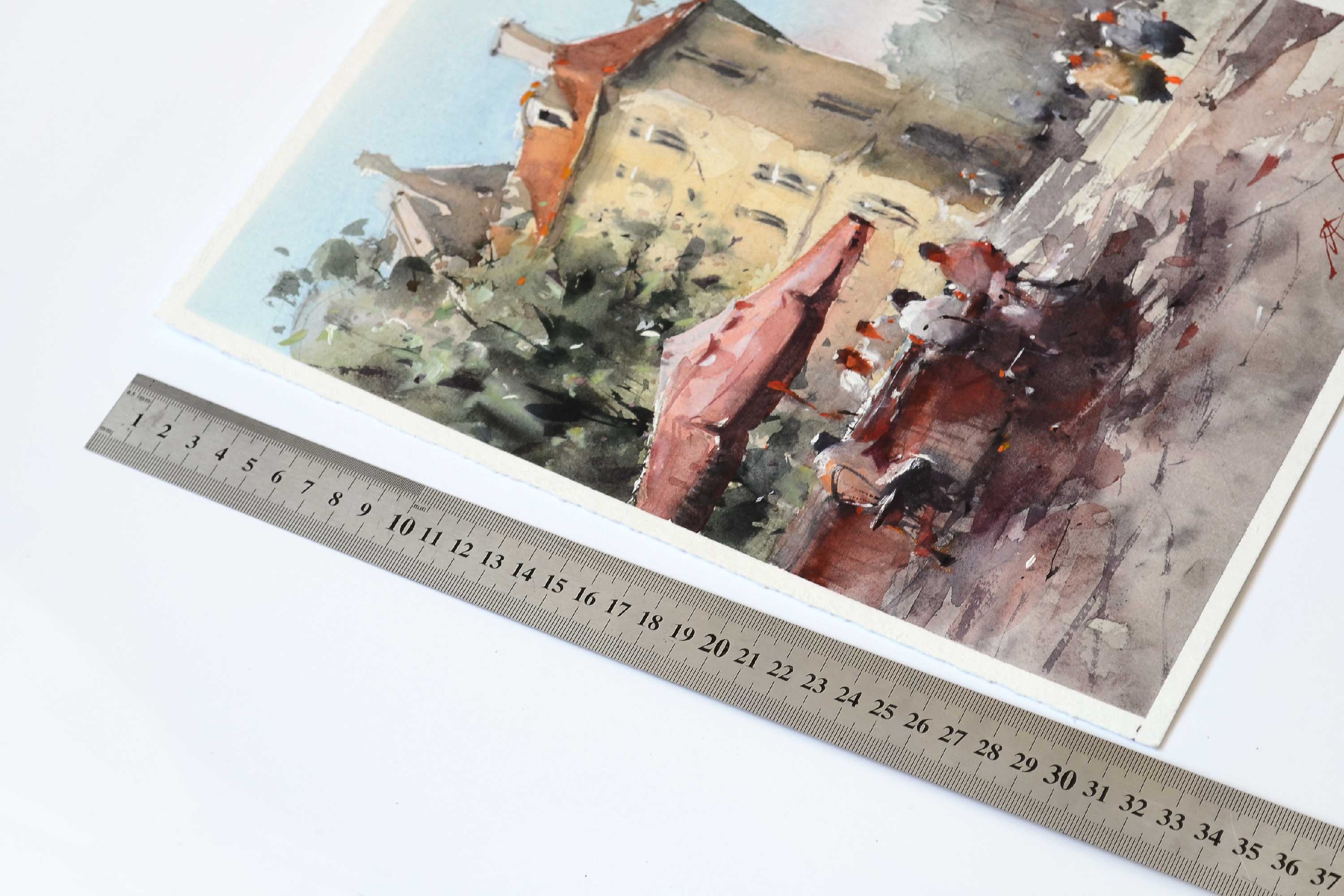 Watercolor Painting Copenhagen. Old Town Center of Copenhagen Street ...