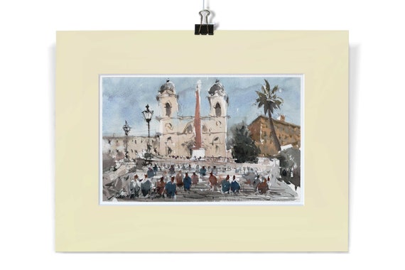 Spanish Steps Rome Original Watercolor Painting Roma Home - Etsy
